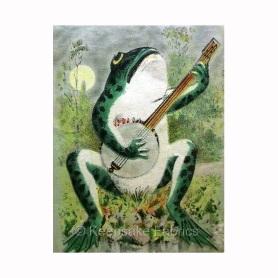Vintage Frog Banjo Reproduction Fabric Crazy Quilt Block Free | Etsy