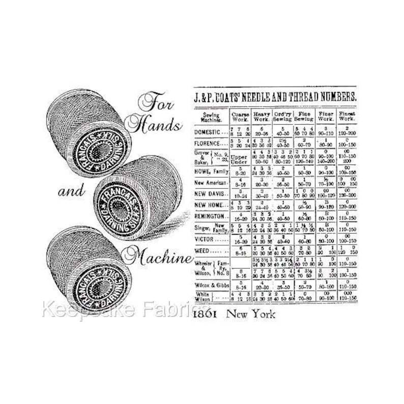 J & P Coats Needle Thread Chart Reproduction Fabric Crazy | Etsy