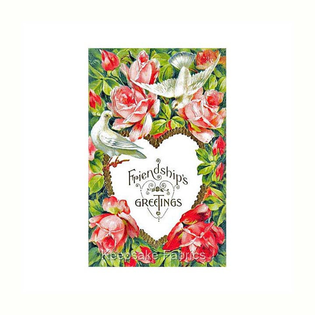 Friendship Doves Roses Reproduction Fabric Crazy Quilt Block Free ...