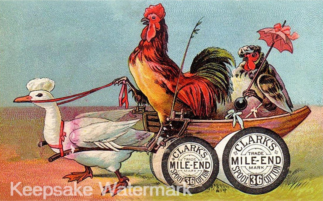 Duck Carts Rooster Miles End Reproduction Fabric Crazy Quilt Block Free ...