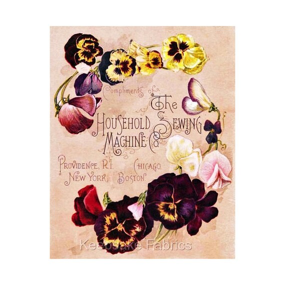 Vintage Pansy Sewing Thread Card Reproduction Fabric Crazy | Etsy