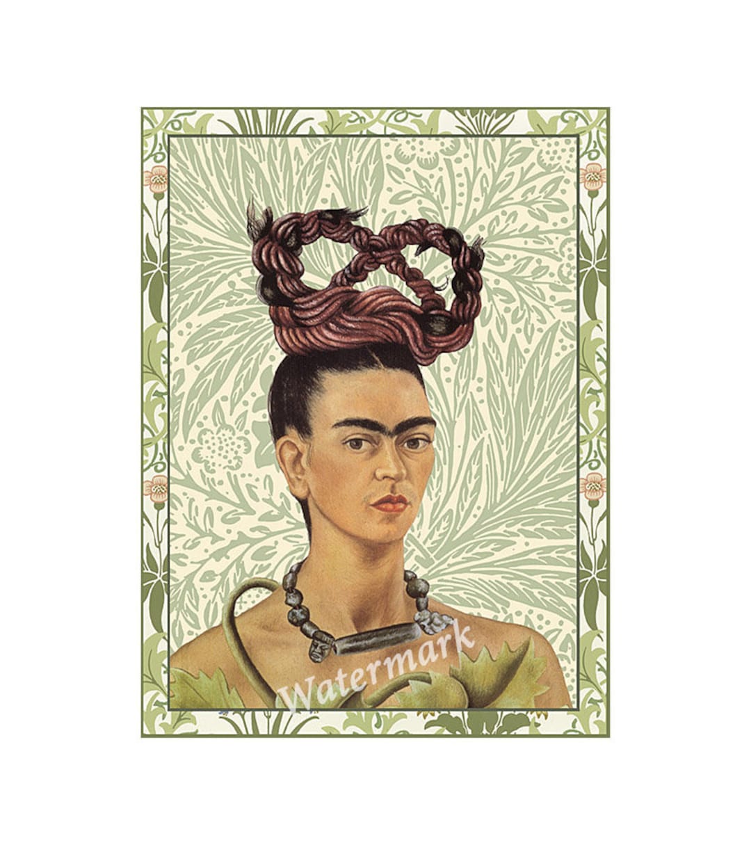 Frida Kahlo Portrait Collage Reproduction Fabric Quilt Block Free ...