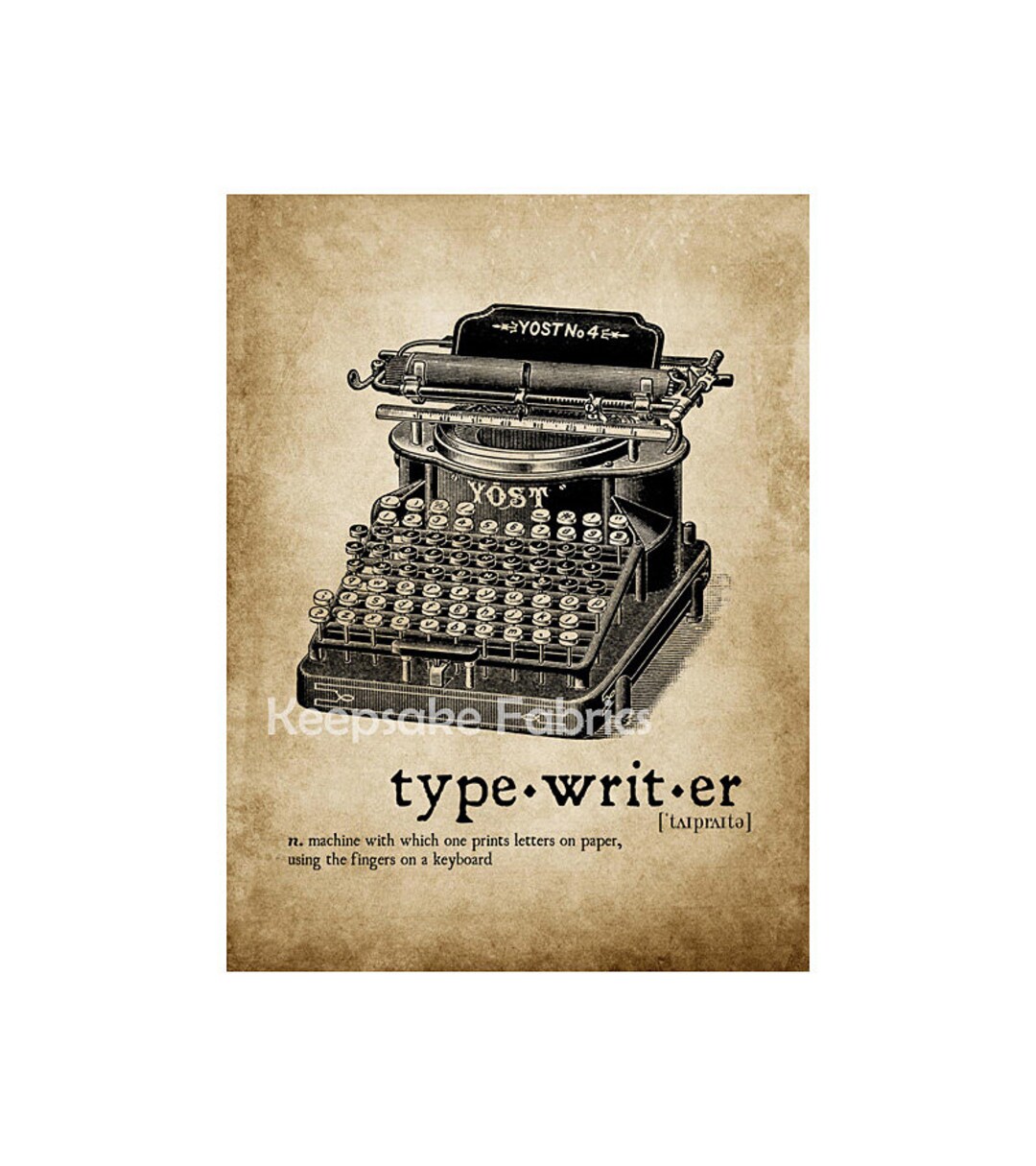 Antique Typewriter Reproduction Fabric Crazy Quilt Block Free Shipping ...