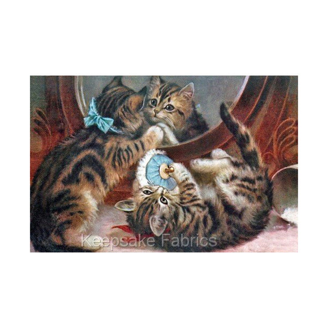 Adorable Cats Vanity Reproduction Fabric Crazy Quilt Block Free ...