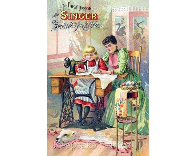 The Singer Sewing Machine Reproduction Fabric Crazy Quilt Block Free ...
