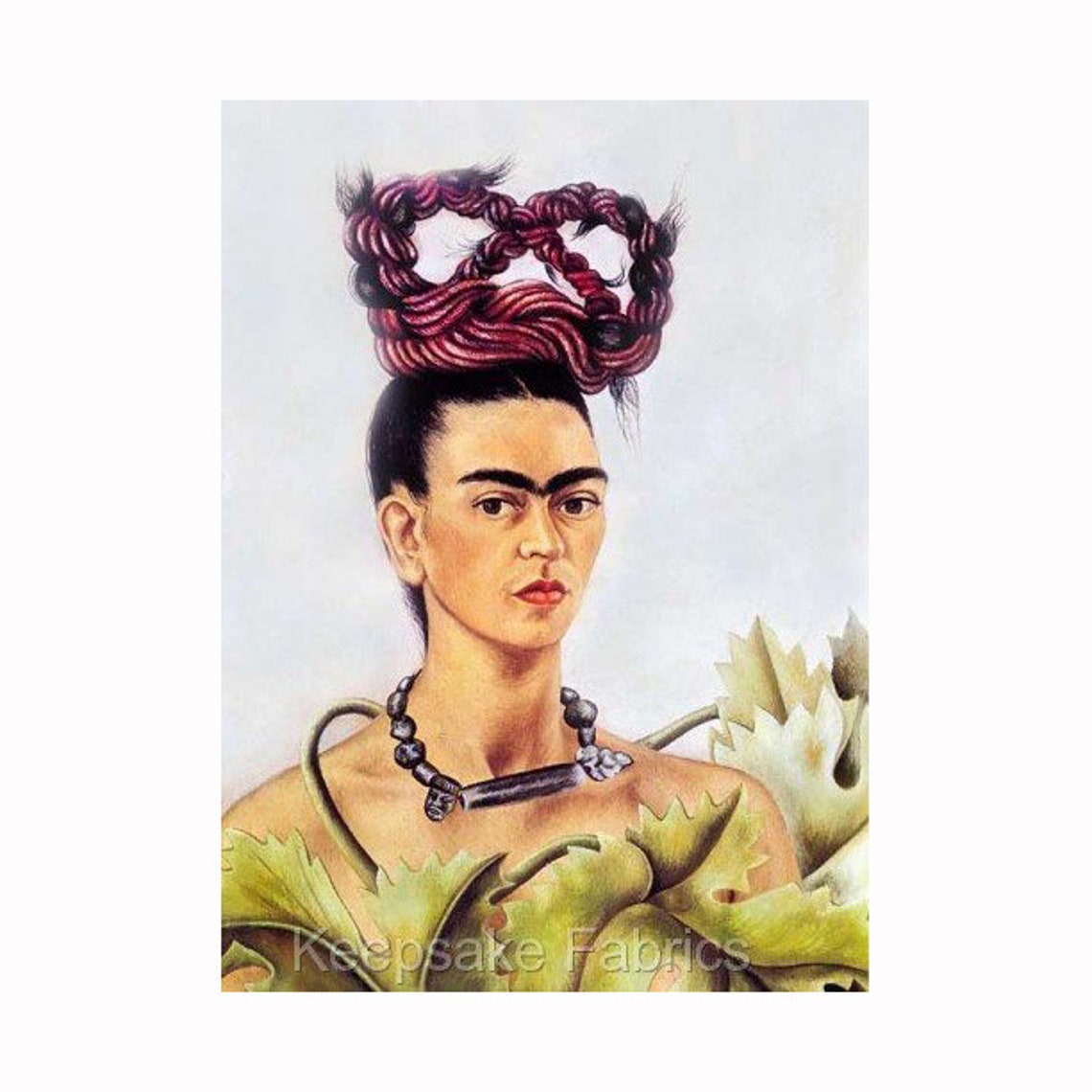 Frida Kahlo Portrait Braids Reproduction Fabric Quilt Block Free ...