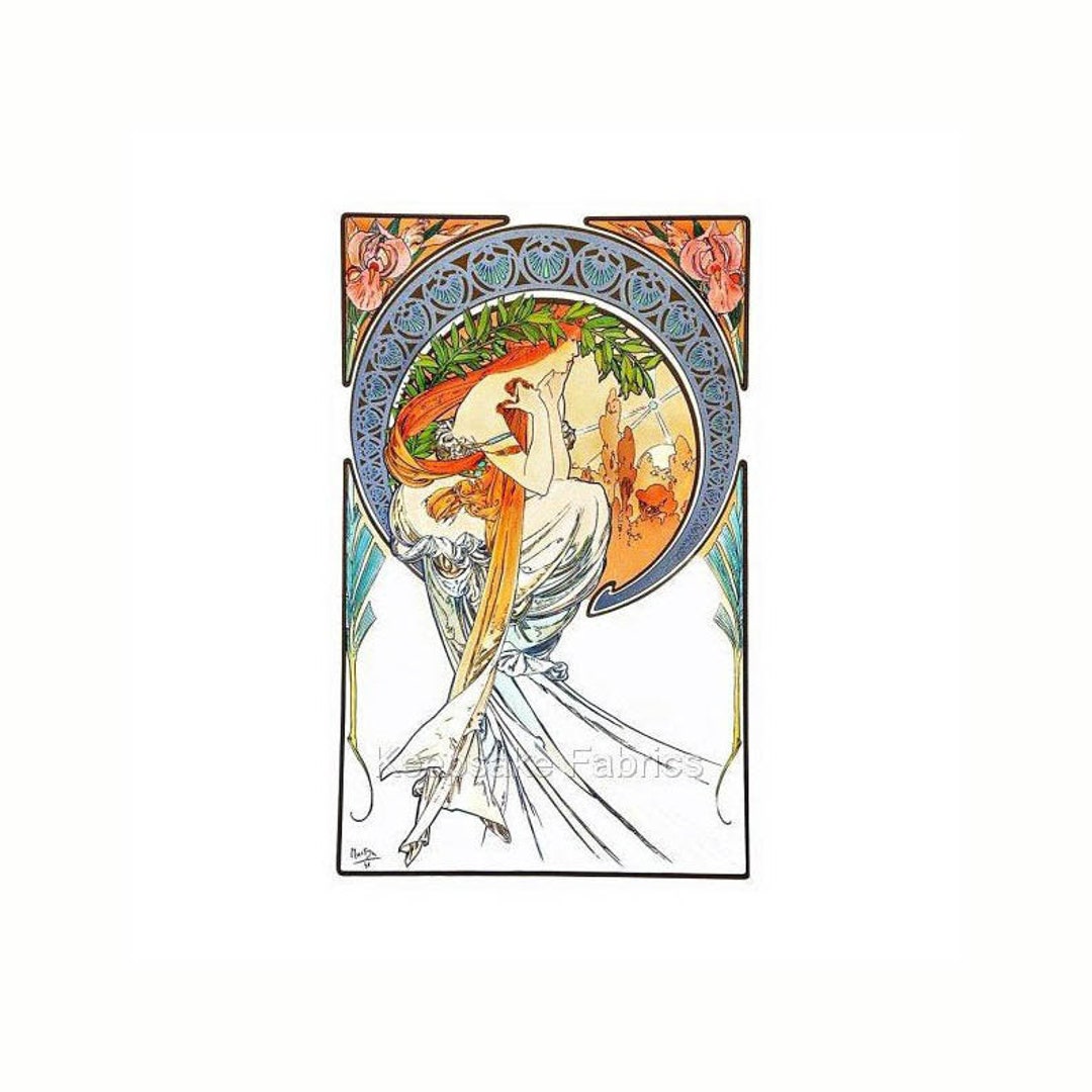Mucha Lady Maria Poetry Fabric Crazy Quilt Block Free Shipping - Etsy