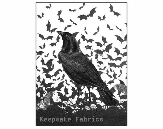 Fantasy Raven & Bats Reproduction Fabric Crazy Quilt Block Free ...