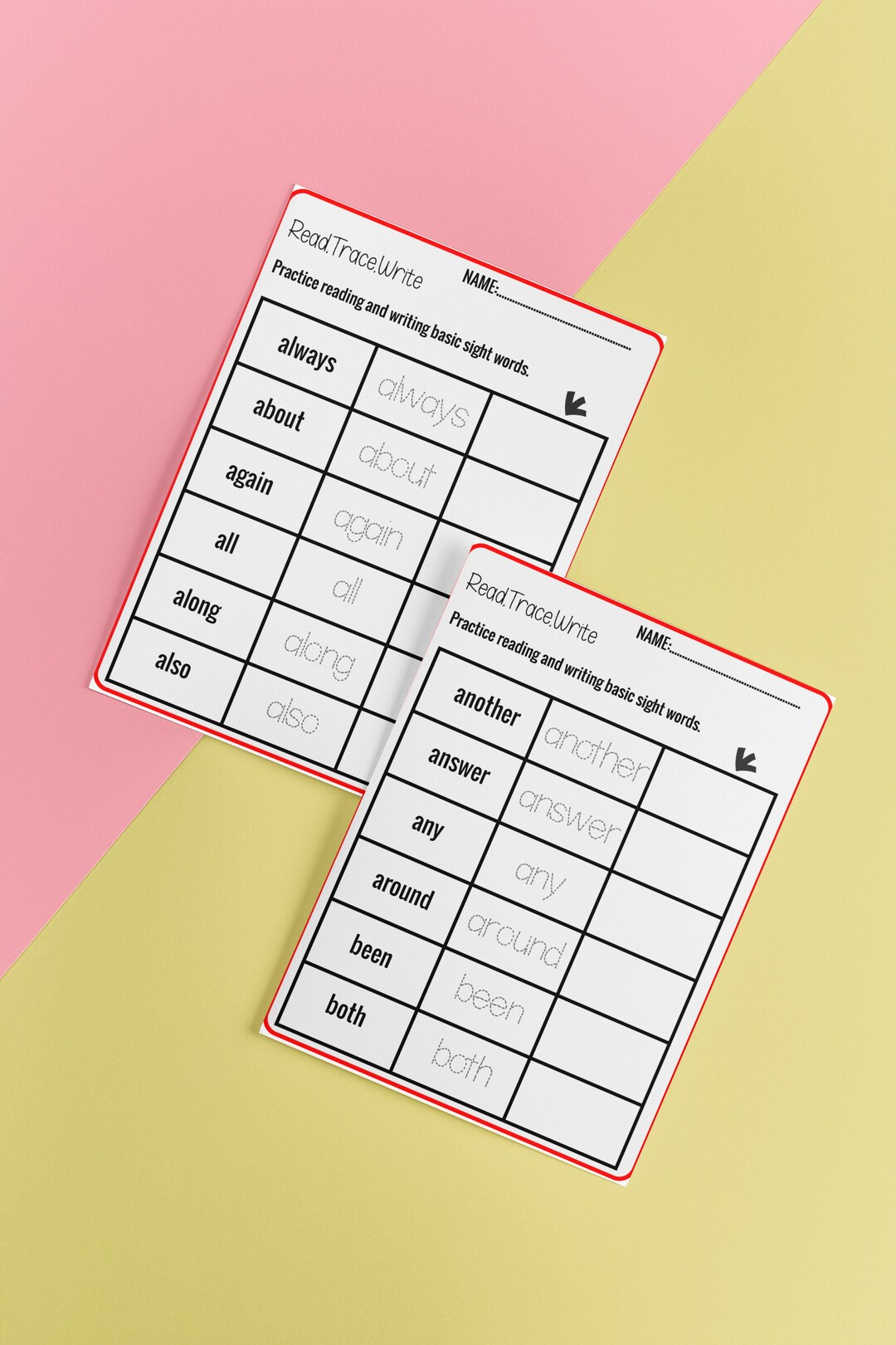 Digital Sight Words Flashcards Set, Reading Learning Tool, Educational ...