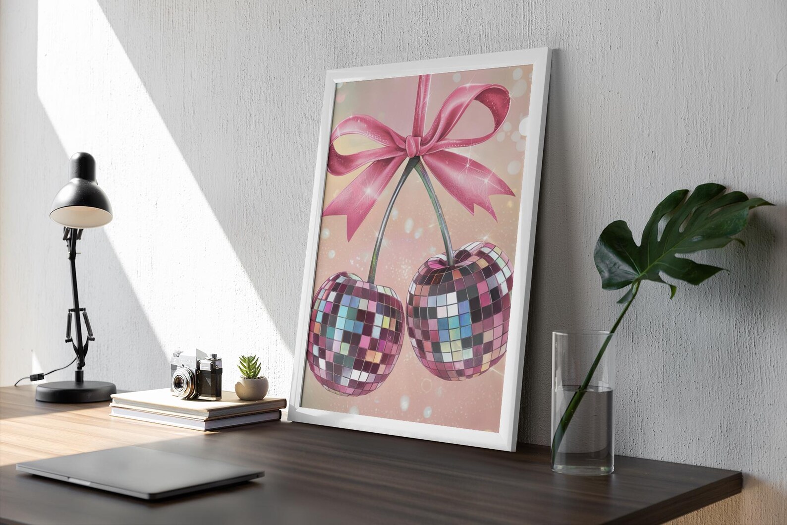 Sparkly Cherries Wall Art Decor, Digital Art Cherries, Trendy Room ...