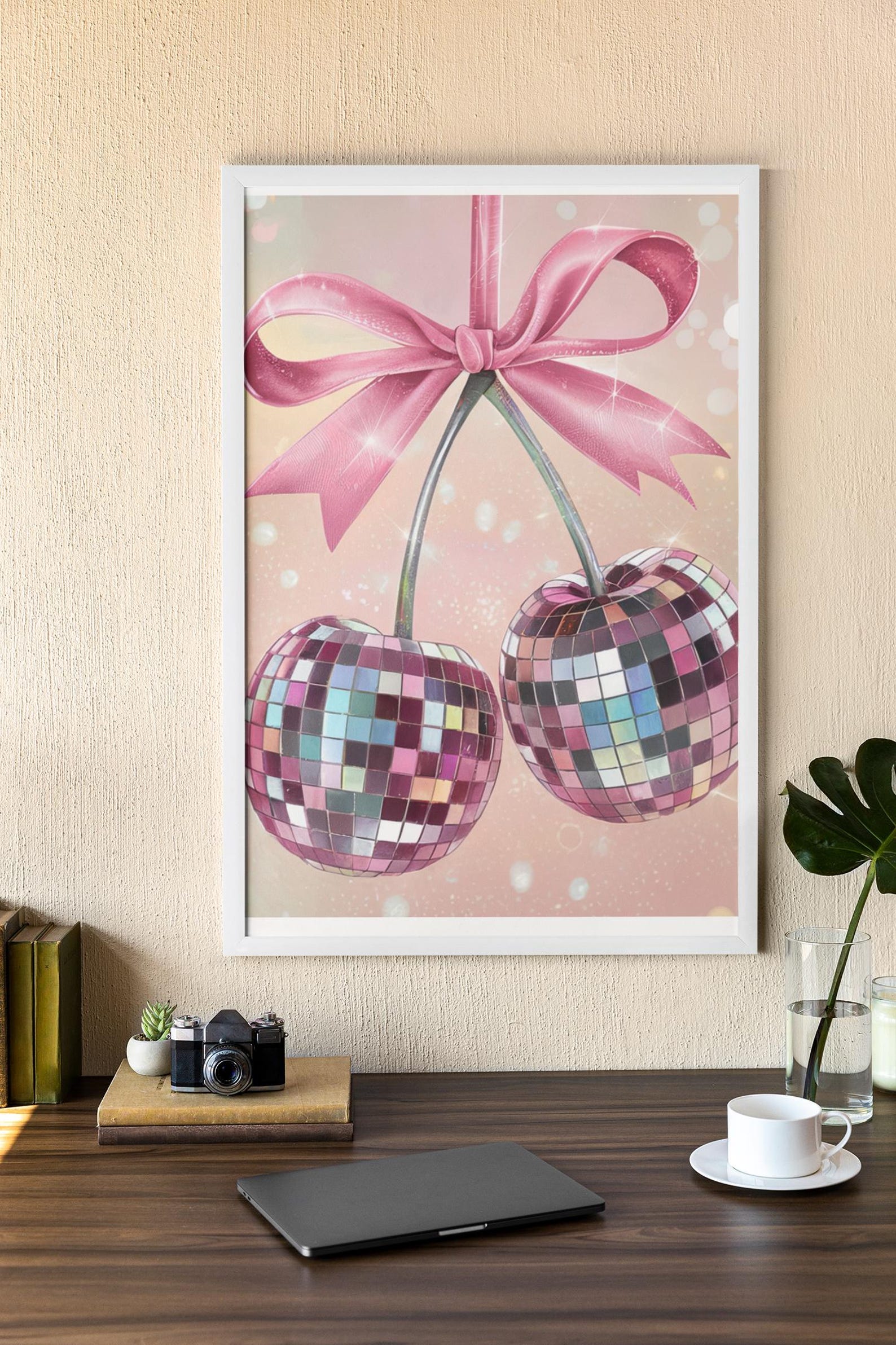 Sparkly Cherries Wall Art Decor, Digital Art Cherries, Trendy Room ...