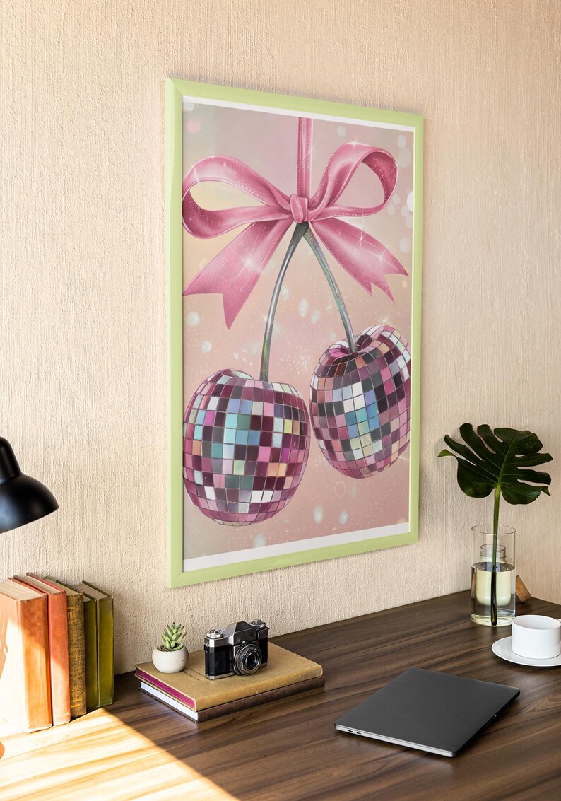 Sparkly Cherries Wall Art Decor, Digital Art Cherries, Trendy Room ...