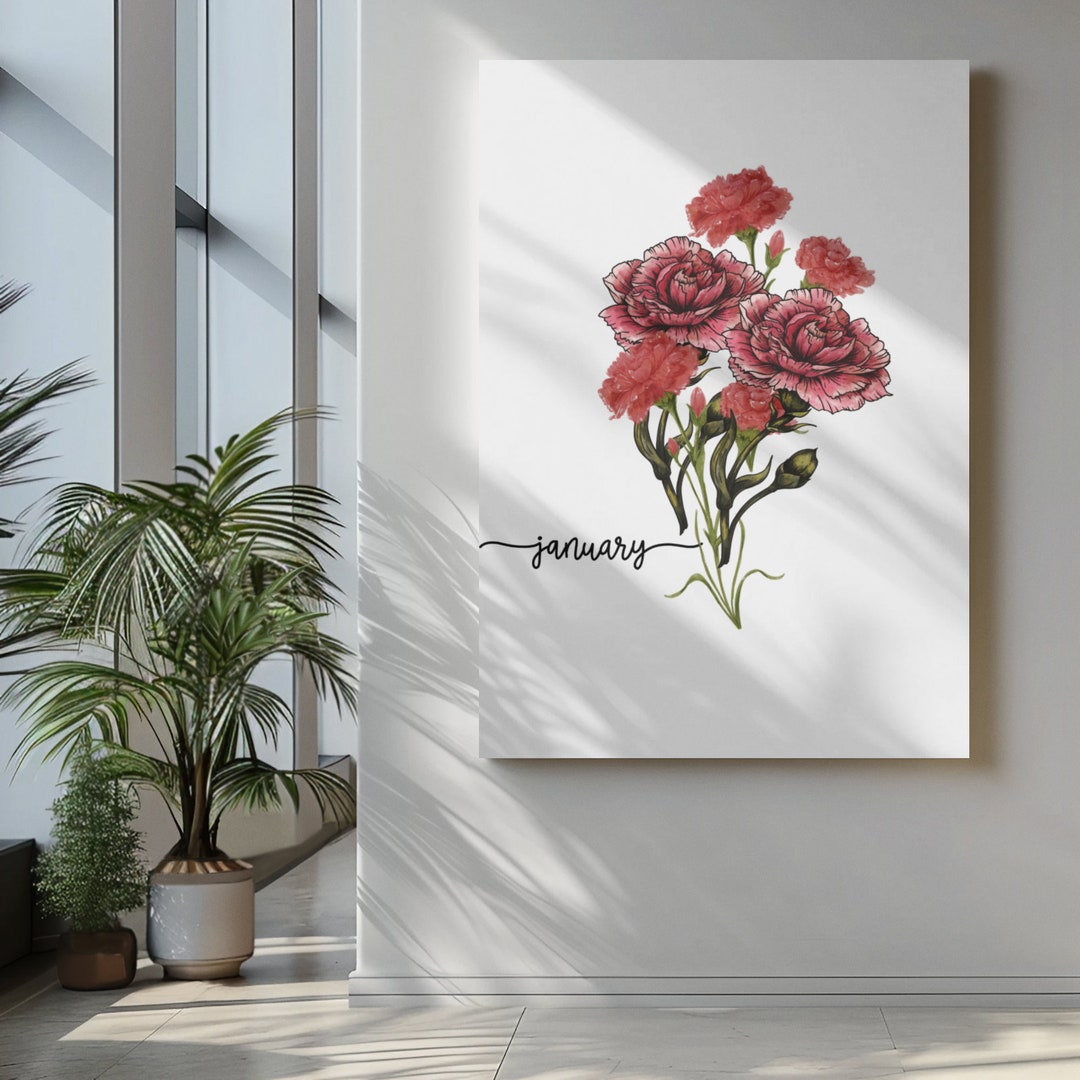 January Birth Flower Digital Art Print, Botanical Wall Decor, Floral ...