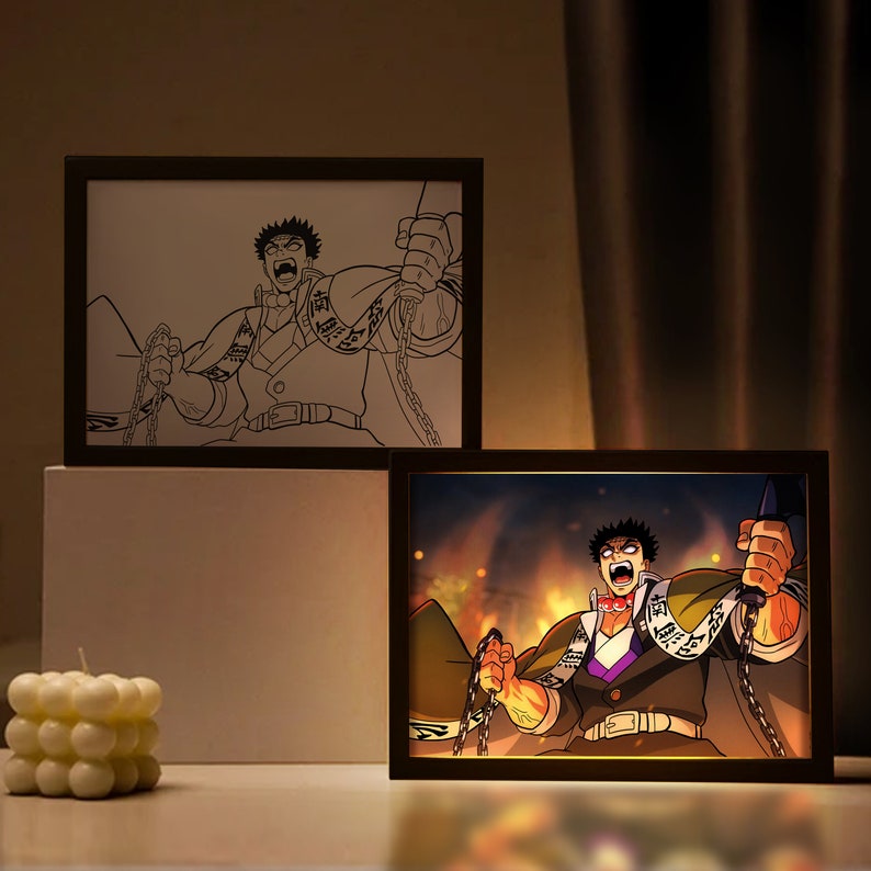 Gyomei LED Frame, Demon Slayer LED Frame Painting, Art Frame Light ...