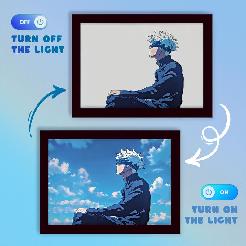 Gojo Satoru Jujutsu Kaisen Anime Light Painting Picture Frame LED Night ...