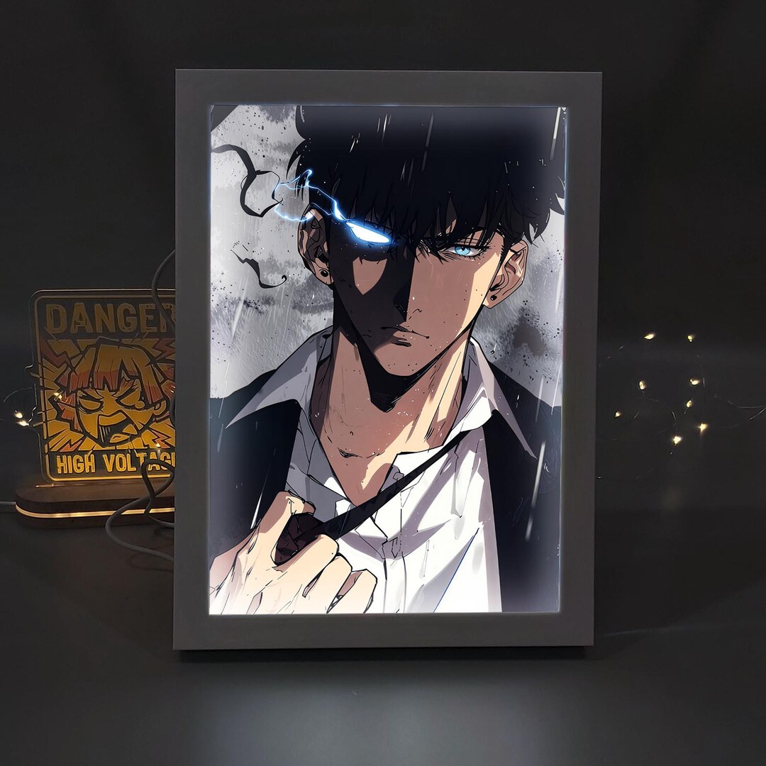 Sung Jinwoo LED Frame, Sololeveling Light Box, LED Art, Night Lamp ...