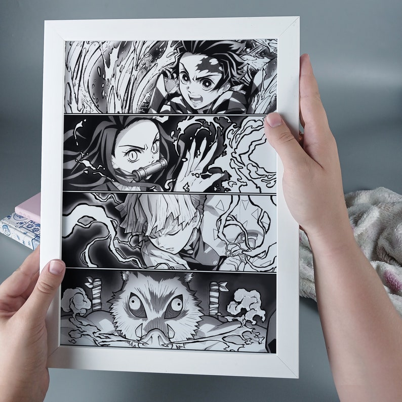 Anime Demon Slayer, LED Frame Painting, Wall Art Light, Nightlight ...