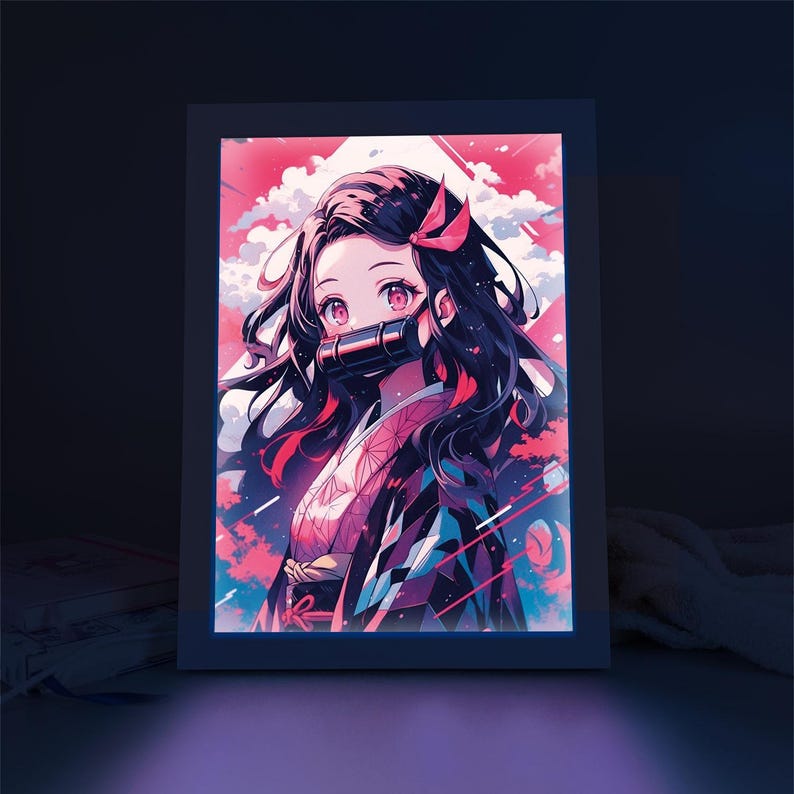 Nezuko Demon Slayer LED Art, Anime Light Box, Night Lamp, Wall Art, LED ...