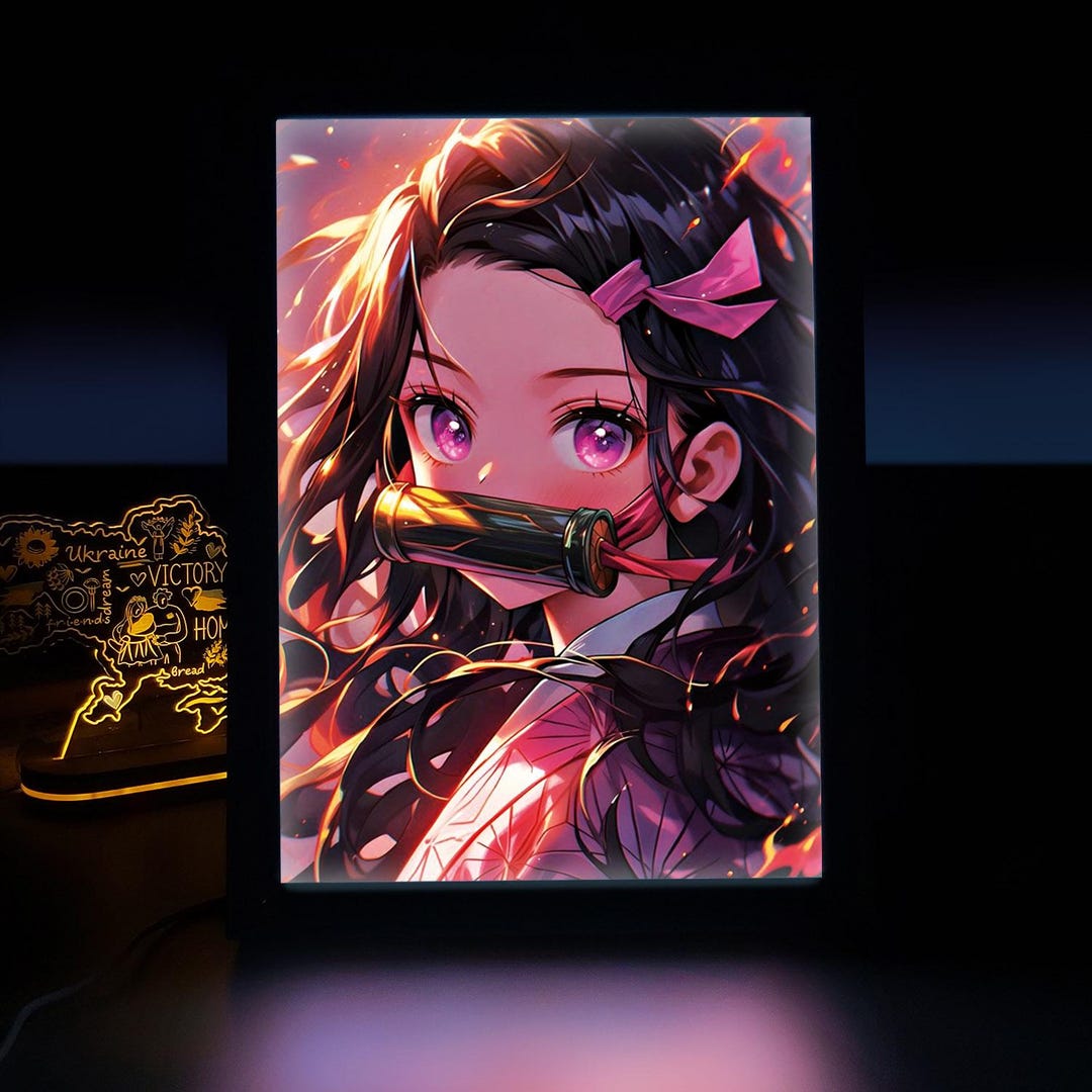 Nezuko Demon Slayer LED Art, Anime Light Box, Night Lamp, Wall Art, LED ...