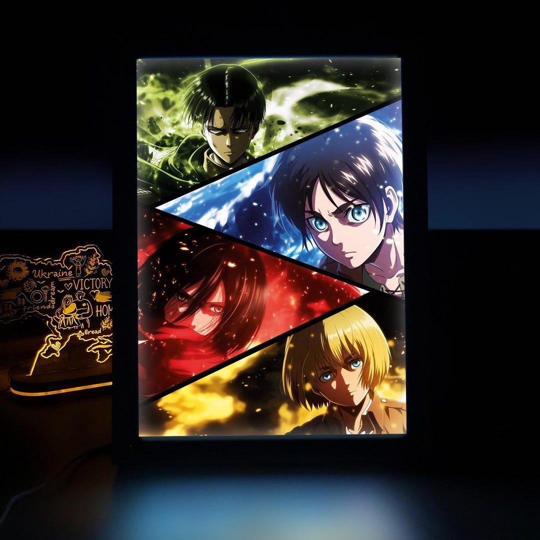 Attack on Titan, LED Frame, Anime LED Art, Anime Light Box, LED Anime ...