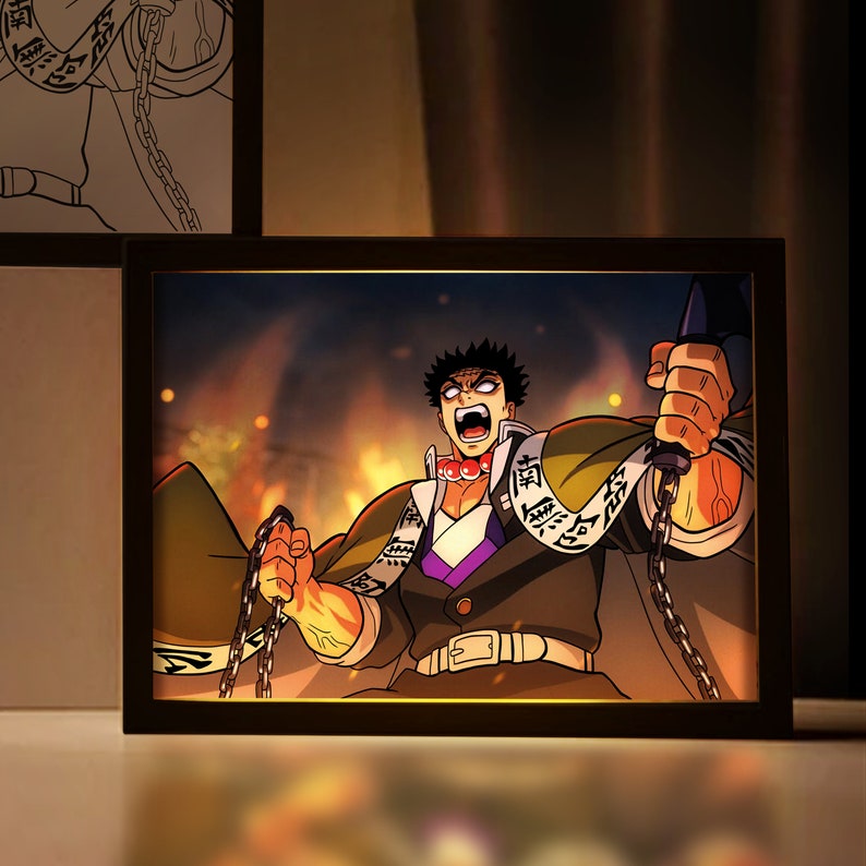 Gyomei LED Frame, Demon Slayer LED Frame Painting, Art Frame Light ...