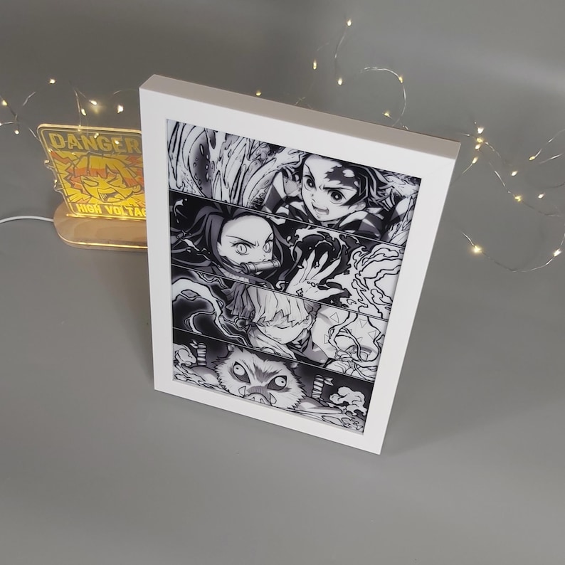 Anime Demon Slayer, LED Frame Painting, Wall Art Light, Nightlight ...