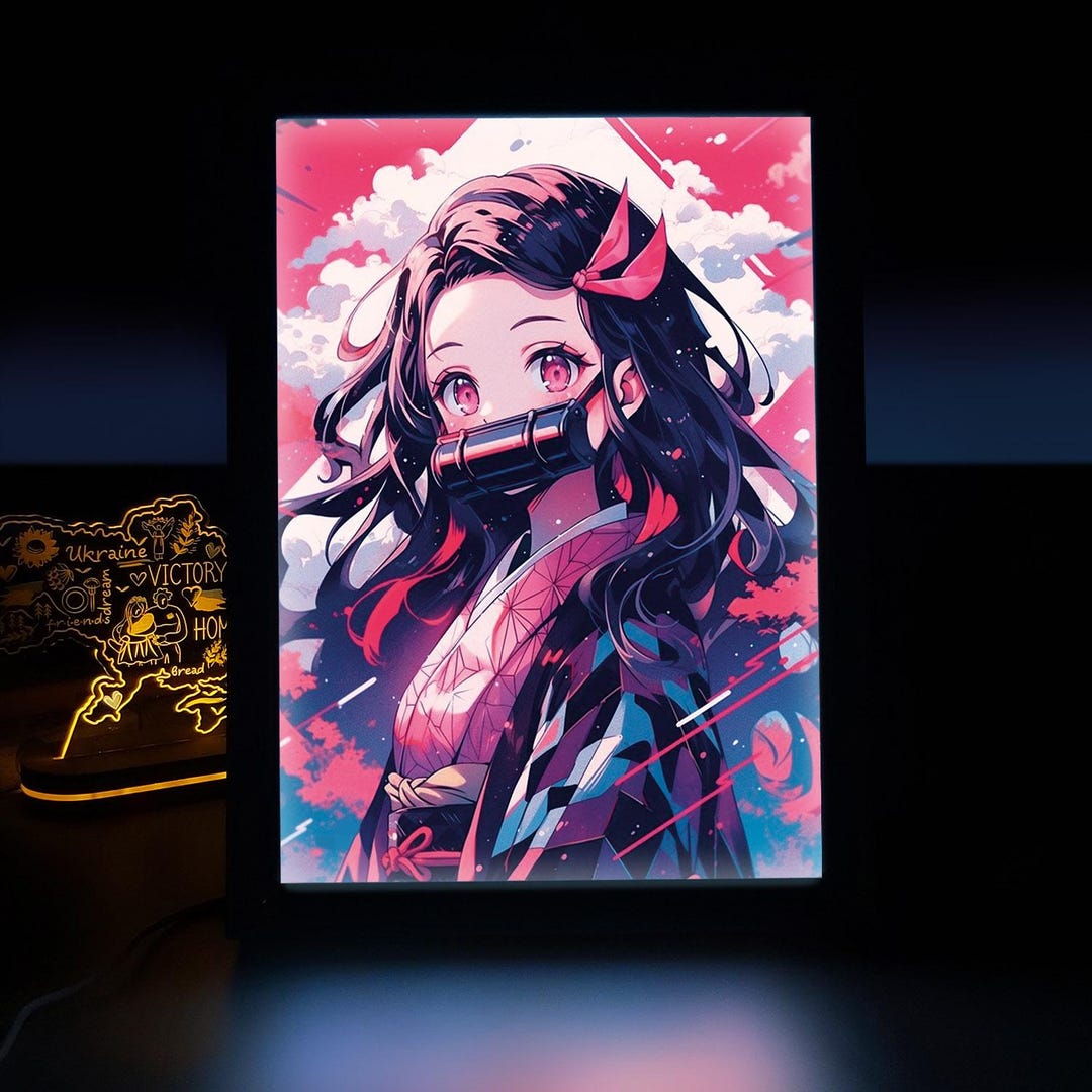 Nezuko Demon Slayer LED Art, Anime Light Box, Night Lamp, Wall Art, LED ...