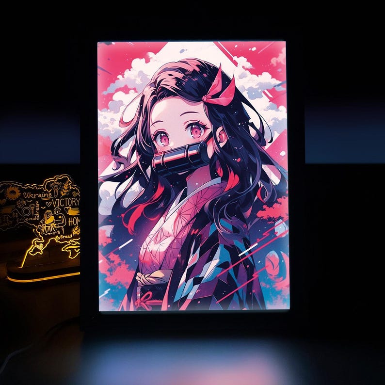 Nezuko Demon Slayer LED Art, Anime Light Box, Night Lamp, Wall Art, LED ...