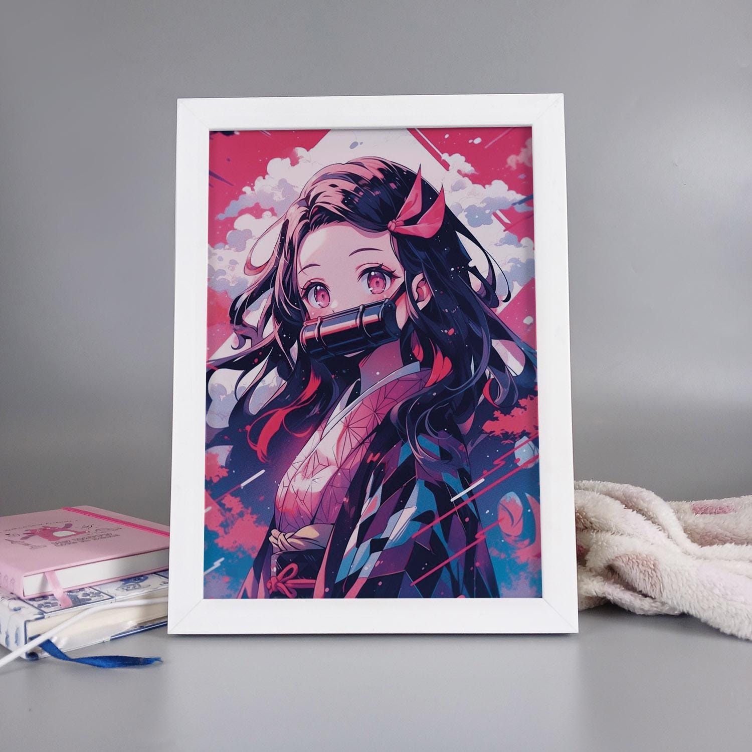 Nezuko Demon Slayer LED Art, Anime Light Box, Night Lamp, Wall Art, LED ...