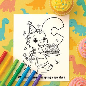 Dinosaur Birthday Coloring Book, Toddler Party Activity, Party Favor ...