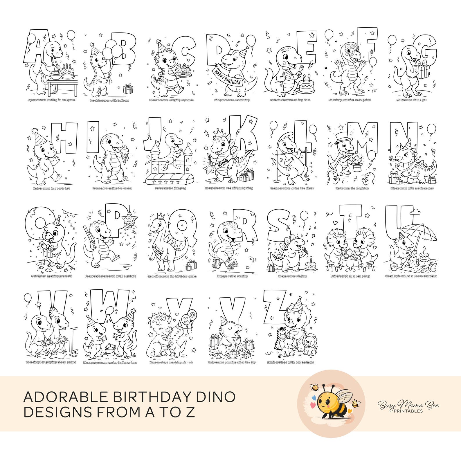 Dinosaur Birthday Coloring Book, Toddler Party Activity, Party Favor ...