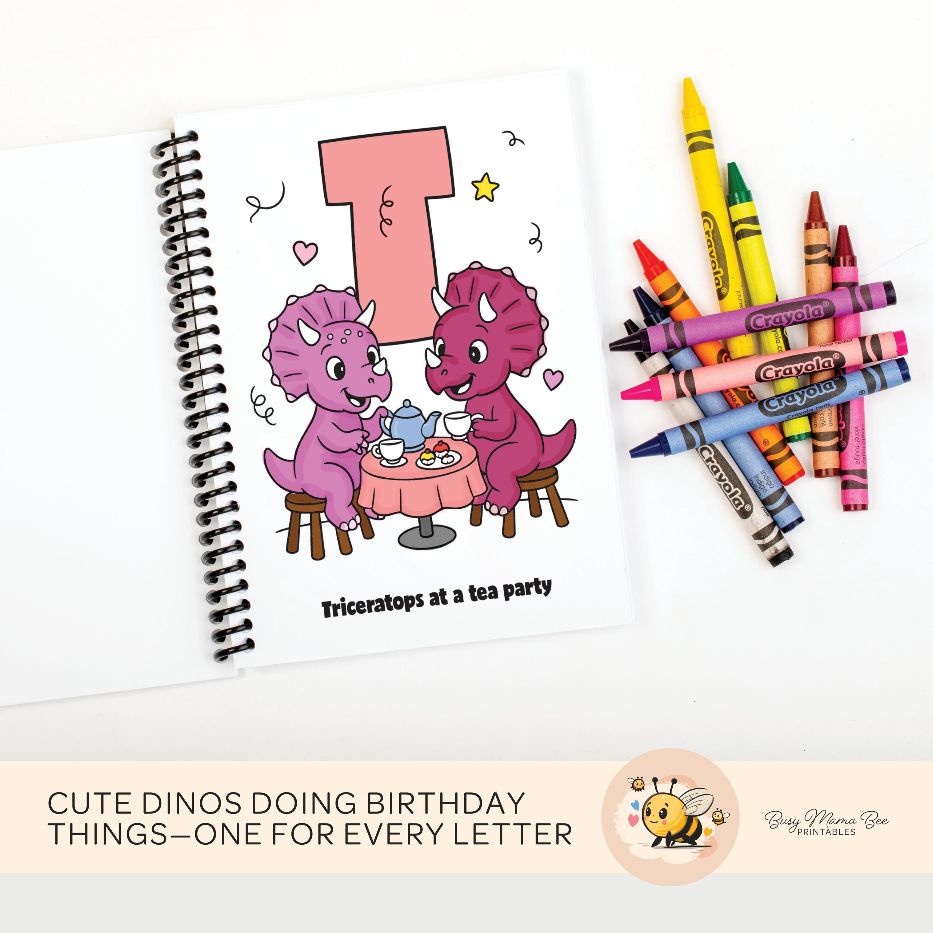 Dinosaur Birthday Coloring Book – 5x7” Printed Dino Party Activity ...