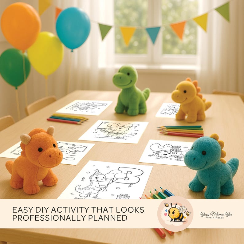 Dinosaur Birthday Coloring Book, Toddler Party Activity, Party Favor ...