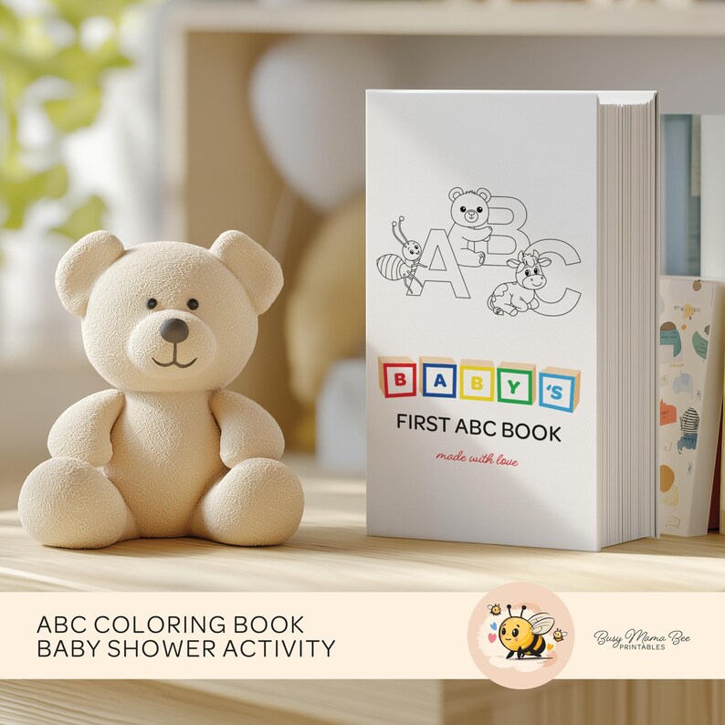 ABC Animals Coloring Book – Baby Shower Activity, Guest Book ...