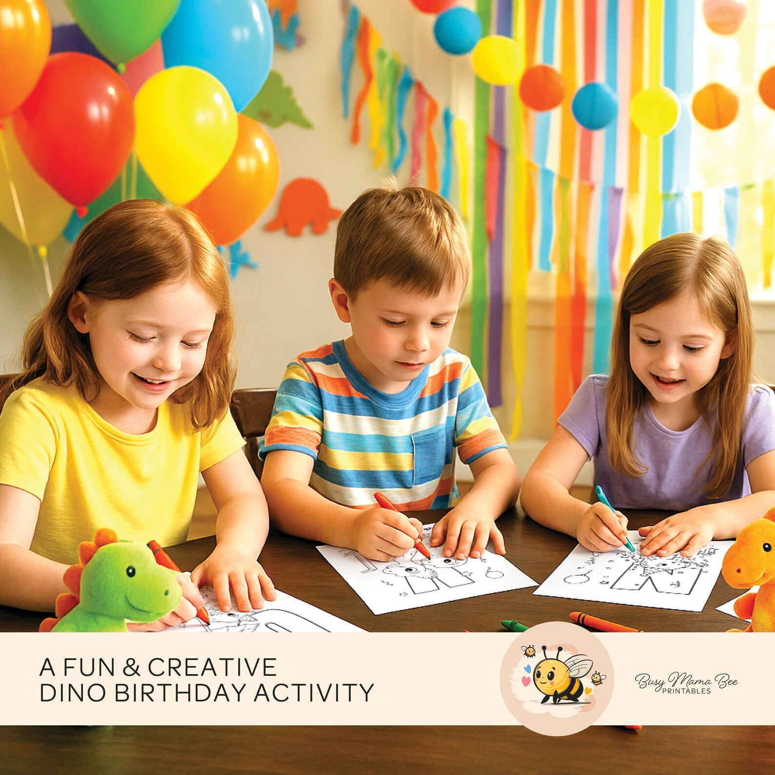 Dinosaur Birthday Coloring Book, Toddler Party Activity, Party Favor ...