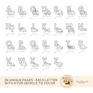 ABC Vehicles Coloring Book – Baby Shower Activity, Guest Book ...