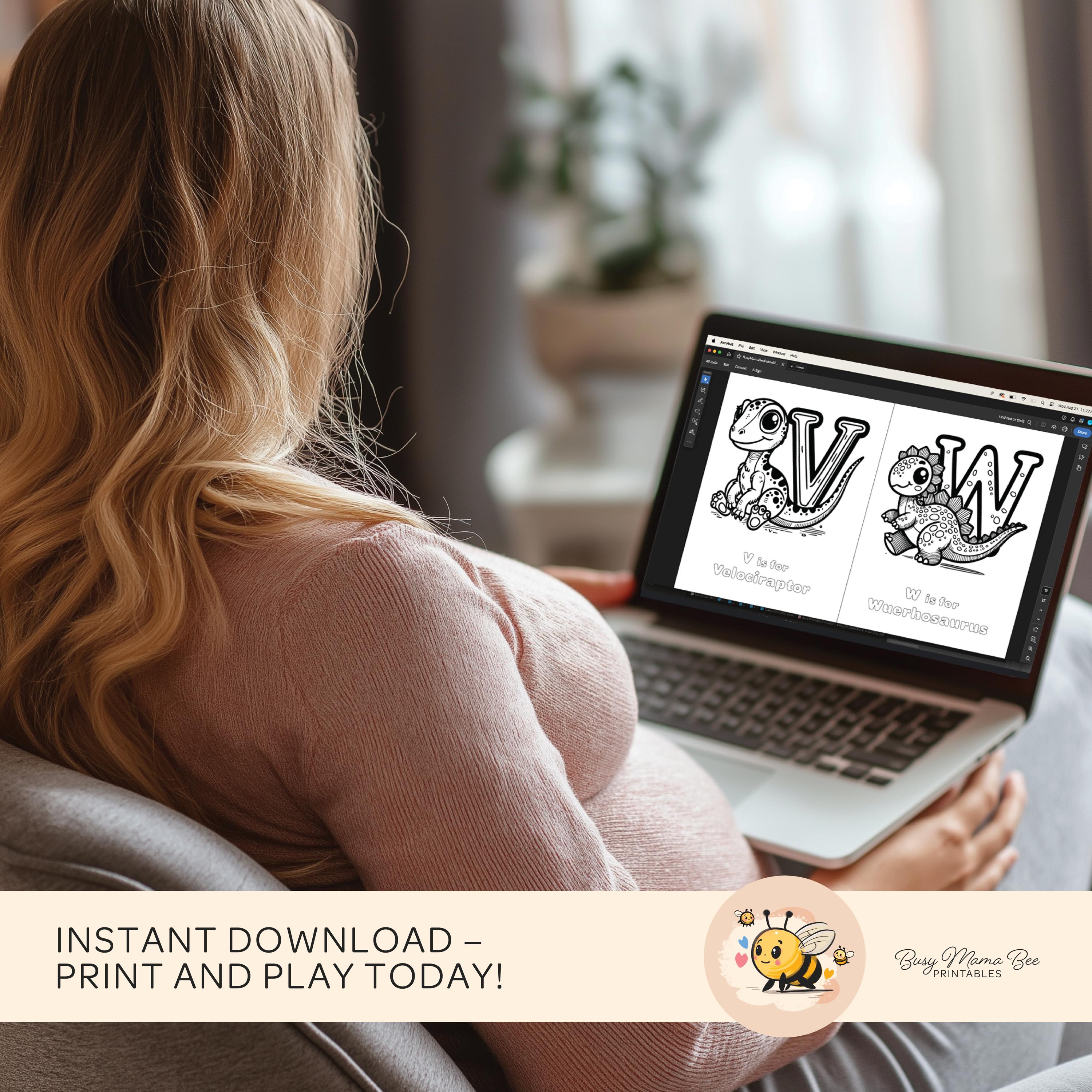 ABC Dinosaur Coloring Book – Printable Dino Alphabet Activity, Kids ...