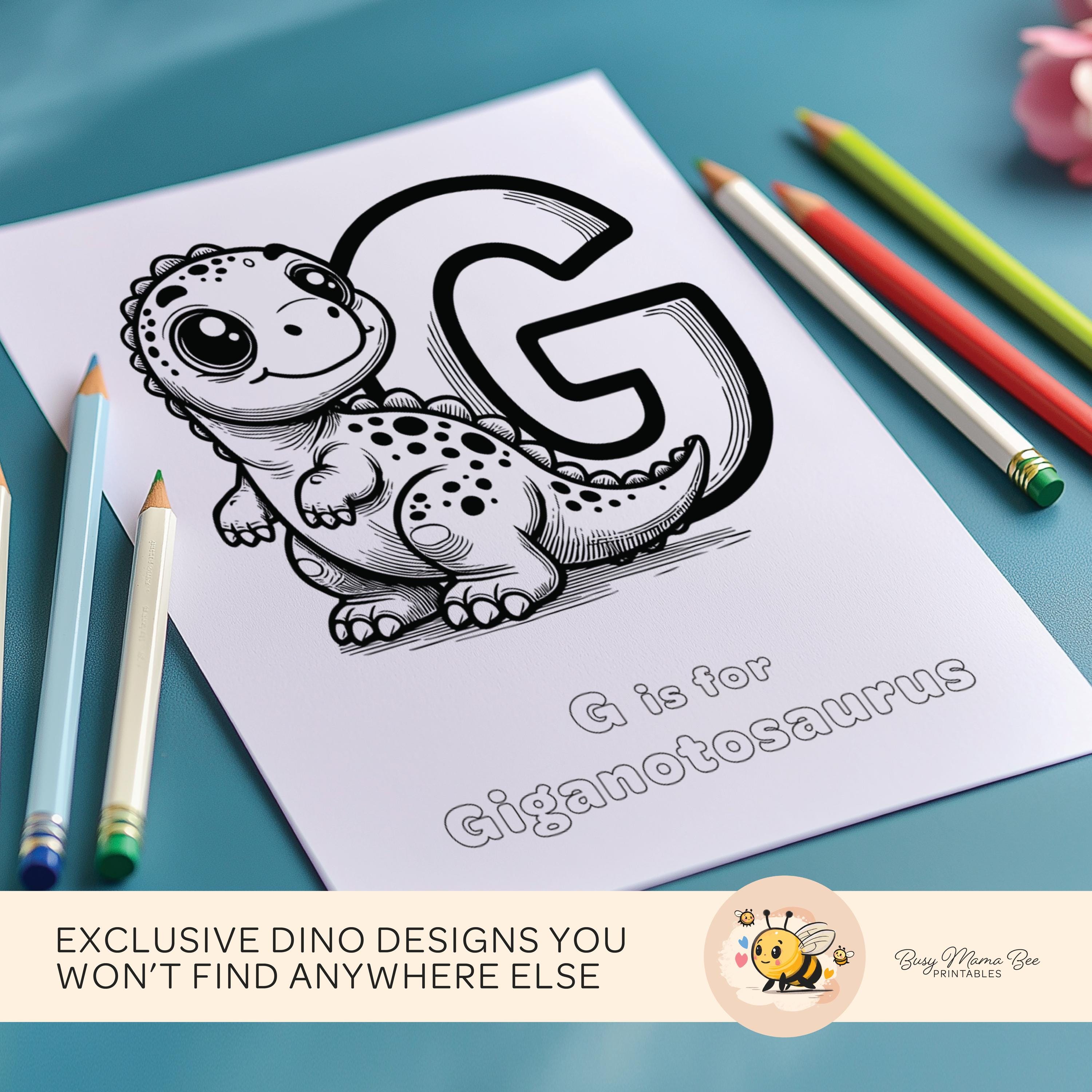 ABC Dinosaur Coloring Book – Printable Dino Alphabet Activity, Kids ...