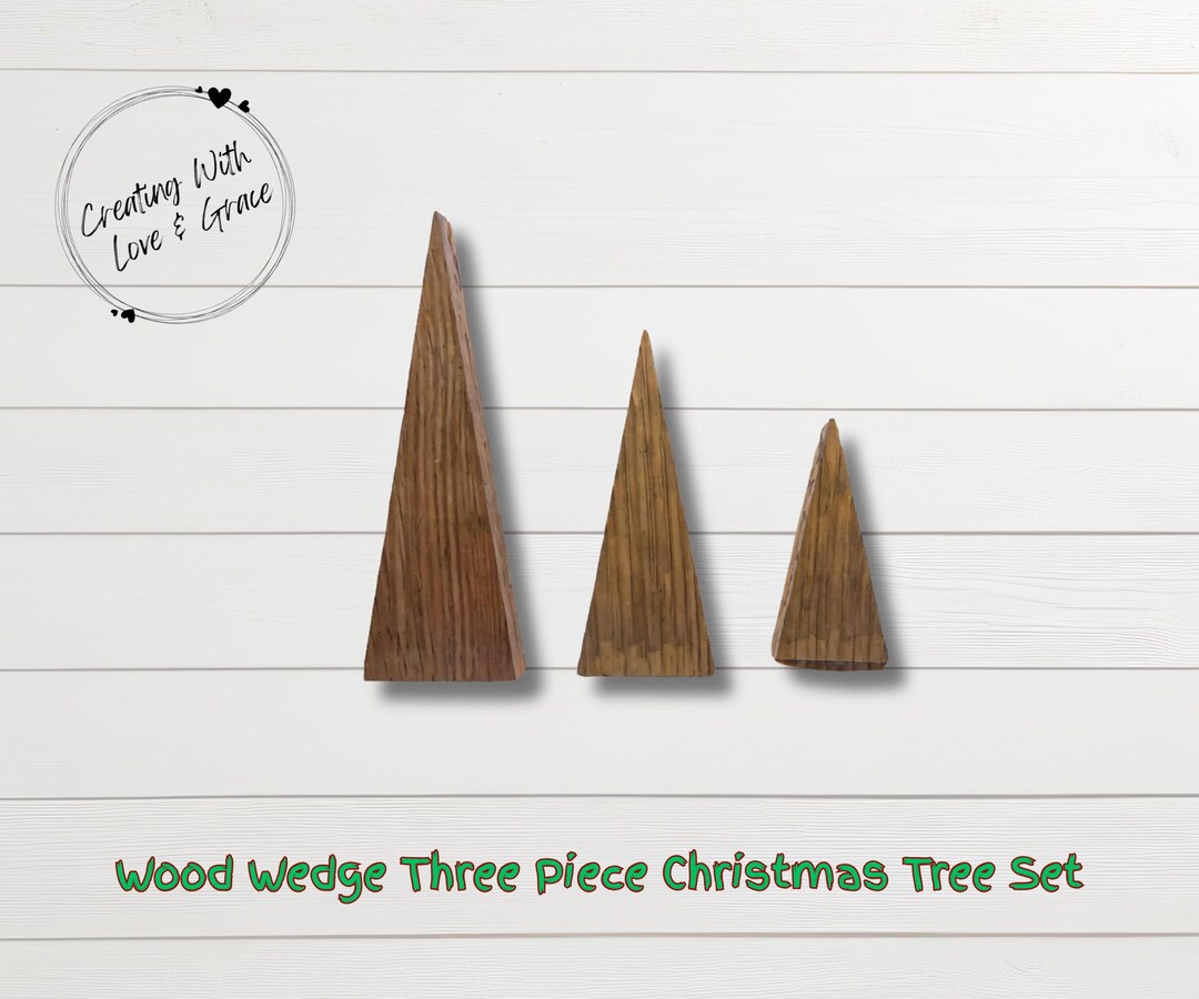 Wedge Wooden Christmas Tree Set - Etsy