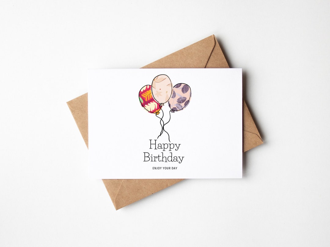 Balloon Birthday Card, Printable Birthday Card, Happy Birthday Card ...