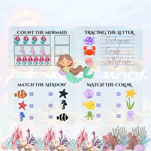 Mermaid Theme Busy Book, Kids Activity Book, Educational Book, Learning ...
