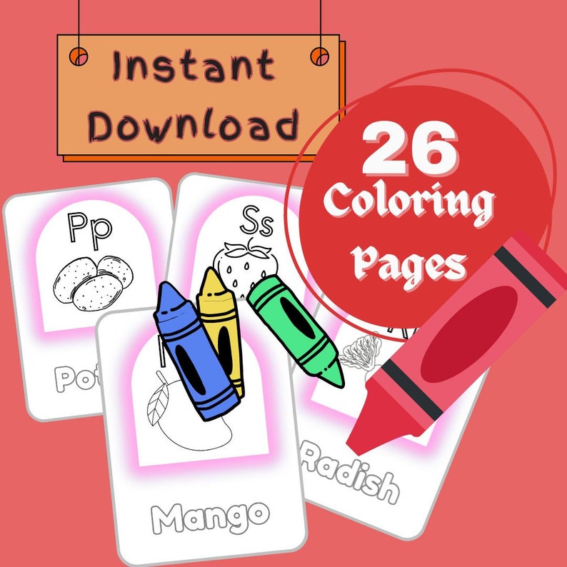 Learn Alphabet With Fruits and Vegetable Coloring Pages 26 Designs, ABC ...