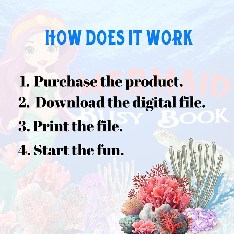 Mermaid Theme Busy Book, Kids Activity Book, Educational Book, Learning ...