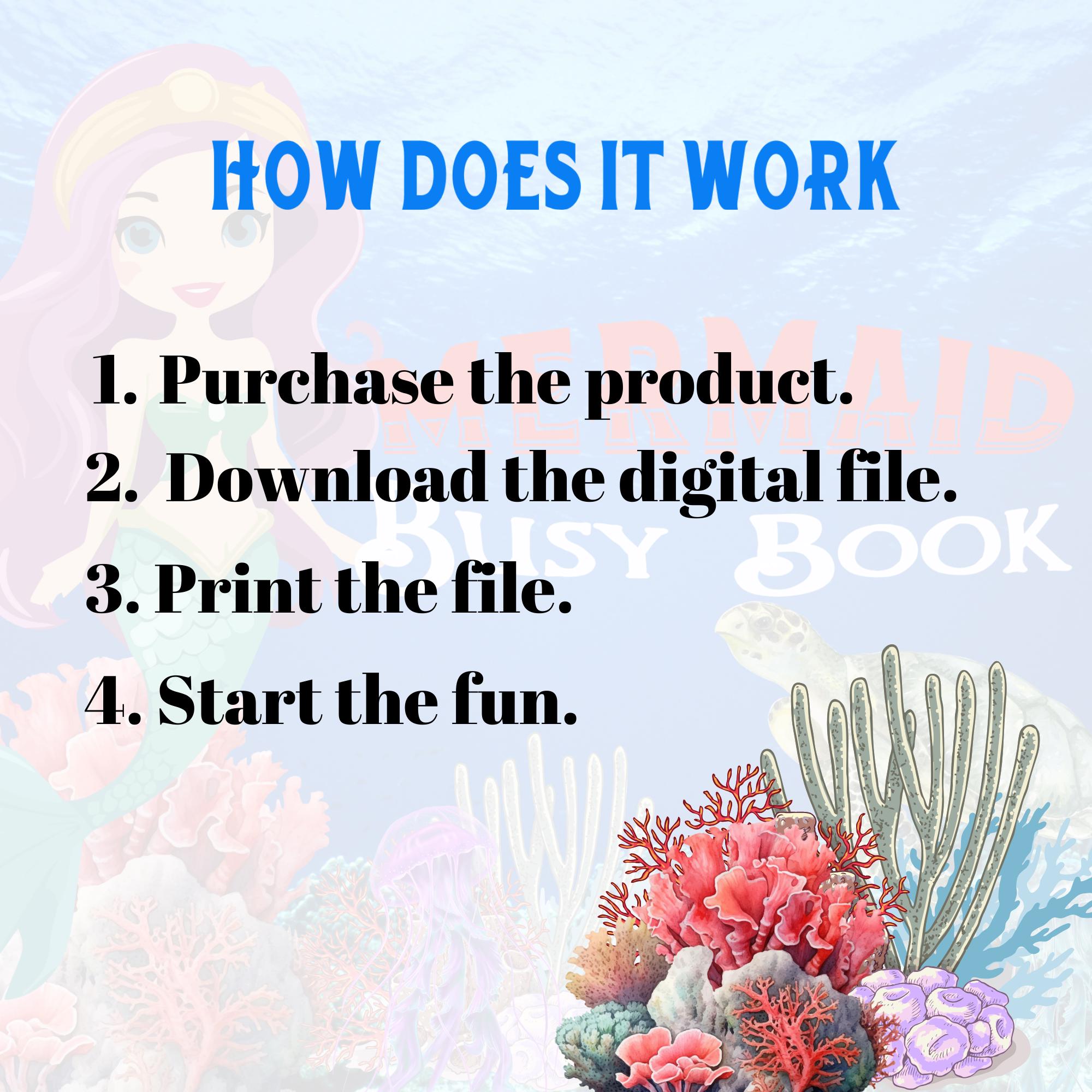 Mermaid Theme Busy Book, Kids Activity Book, Educational Book, Learning ...