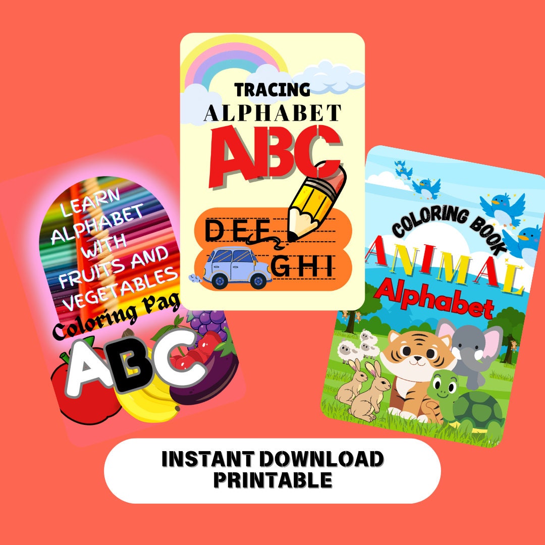 Busy Book Bundle 3 in 1, Tracing Alphabet, Coloring Fruits, Vegetables ...
