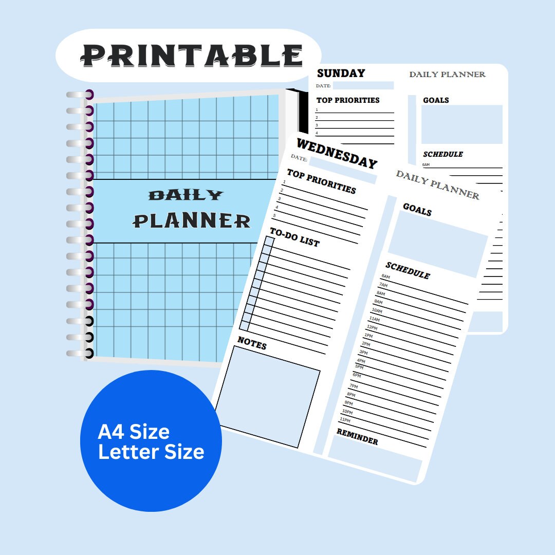 Daily Planner, Daily Organizer, Printable Planner, Daily Planner Sheet ...