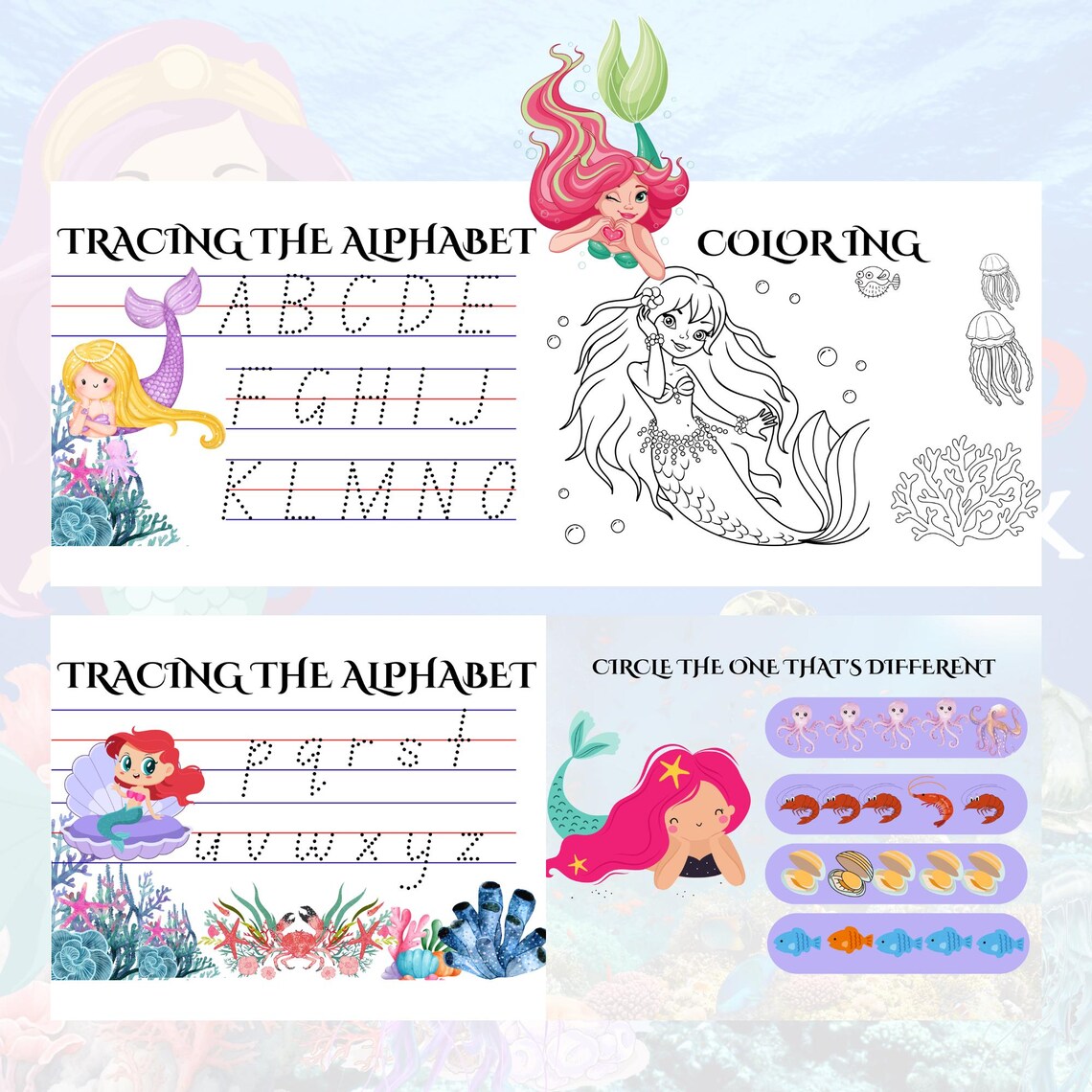 Mermaid Theme Busy Book, Kids Activity Book, Educational Book, Learning ...