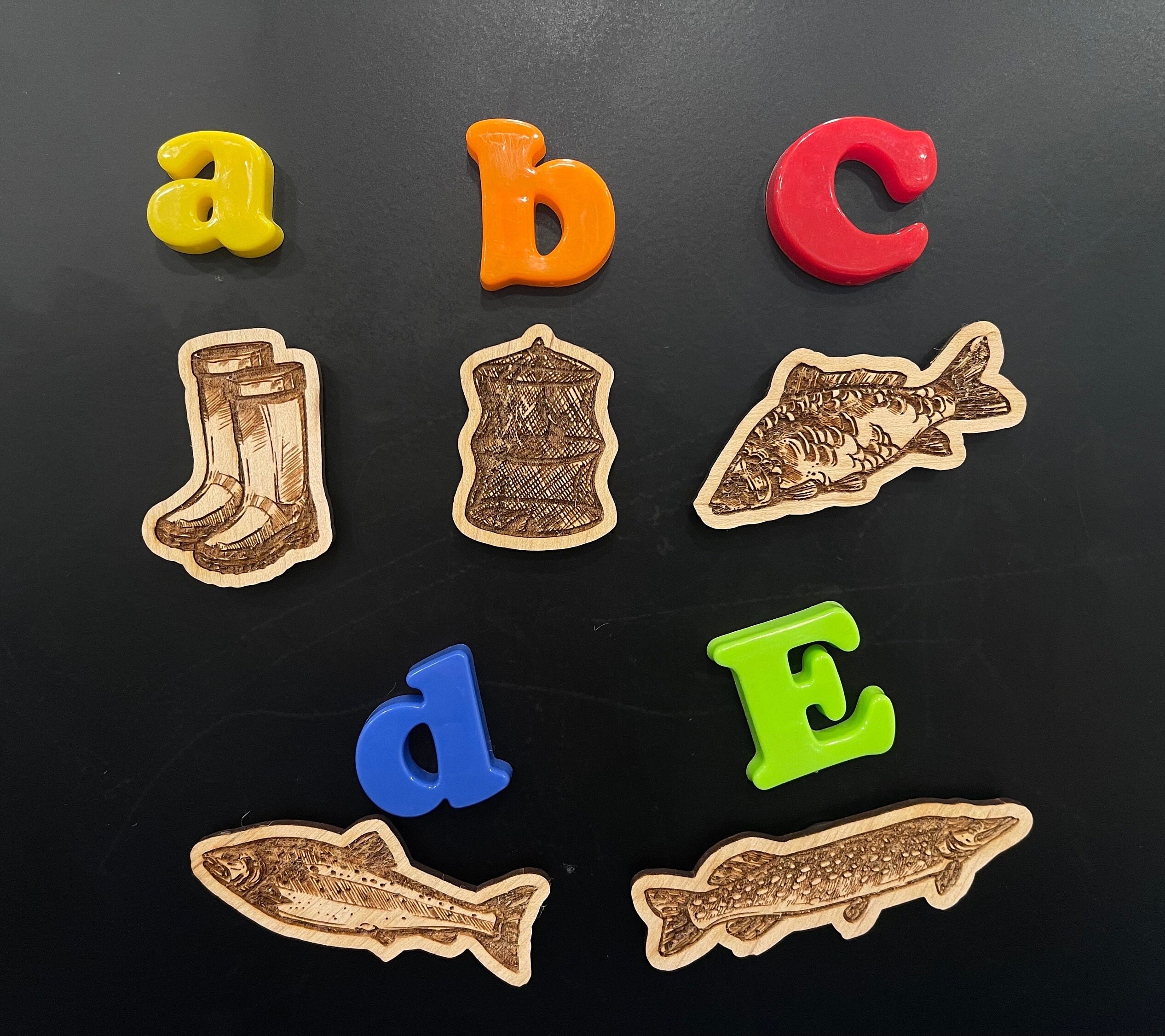 Engraved Wood Fishing Magnets 5 Pack | Refrigerator Magnets | Decor ...