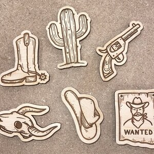 Wild West Cowboy Engraved Wood Magnets 6 Pack | Refrigerator Magnets ...