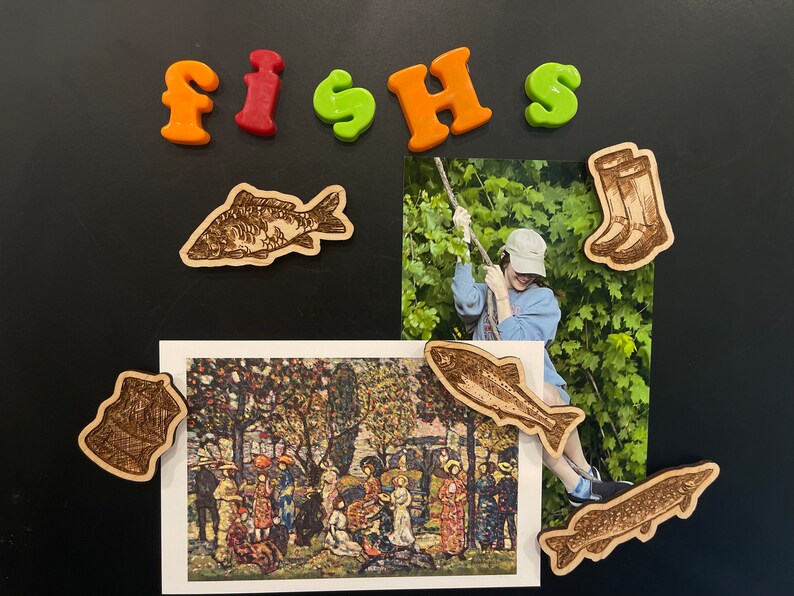 Engraved Wood Fishing Magnets 5 Pack | Refrigerator Magnets | Decor ...